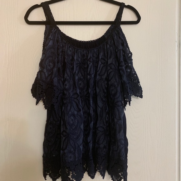 Tops | Blue Lace Top | Poshmark